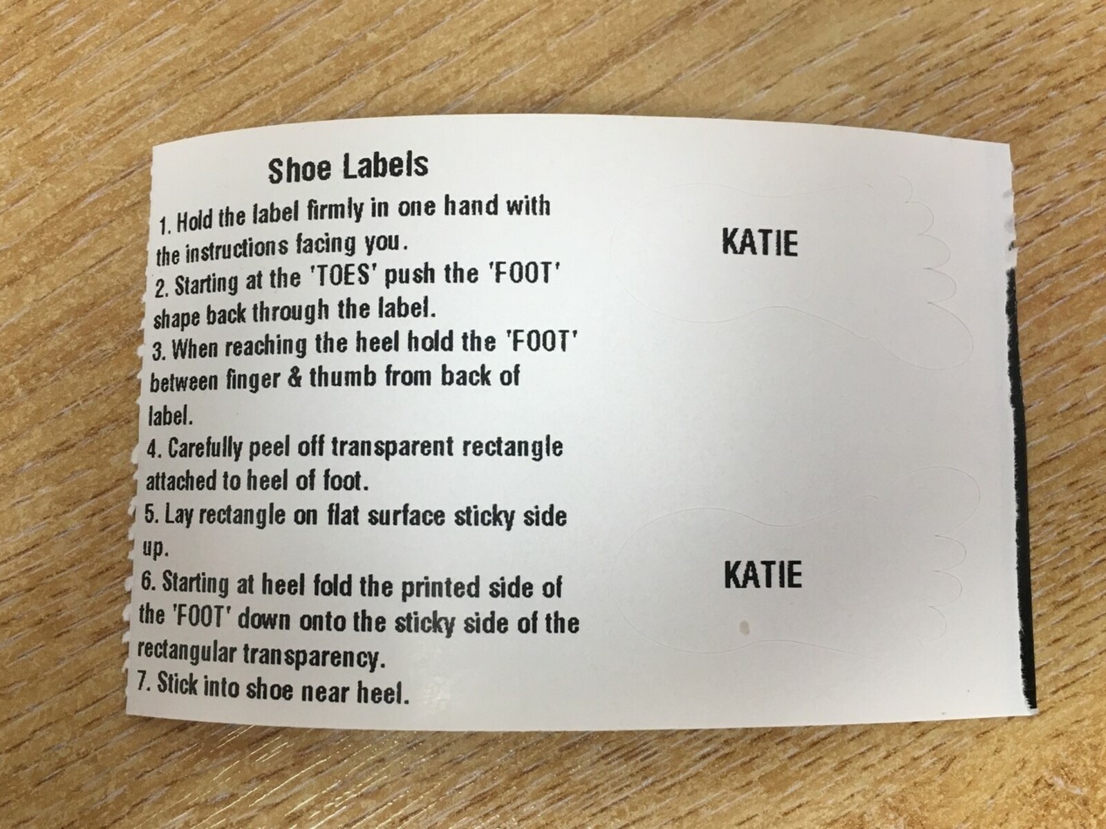 5 SHOE LABELS